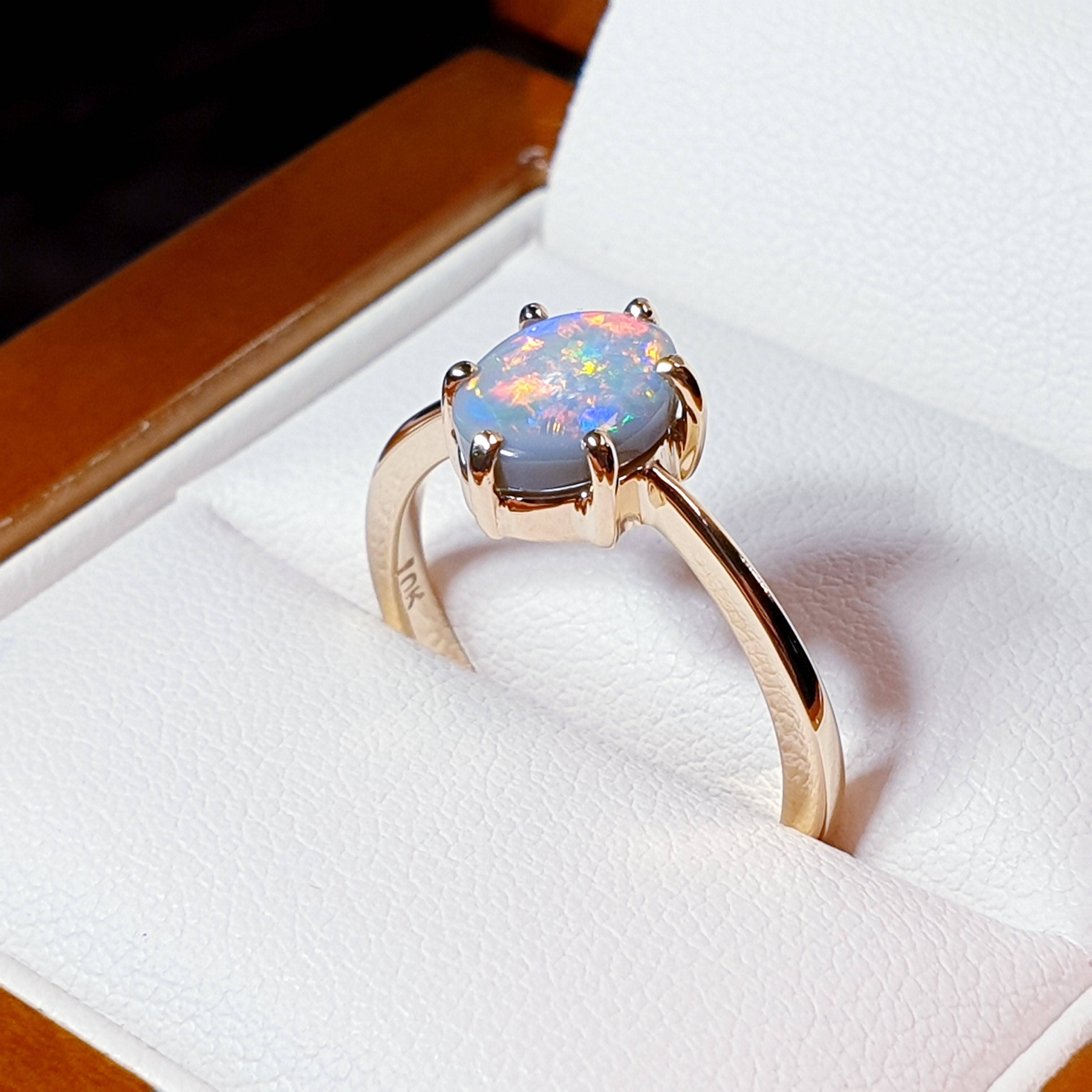 Opal Ring Claws 10k Yellow Gold - Australian Opal Jewellery Online Store